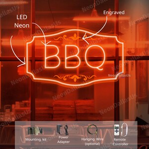 BBQ Neon Sign BBQ LED Light Barbecue Neon Sign Barbecue Party Wall ...