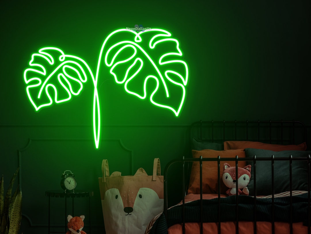 Monstera Neon Sign, Monstera Leaf Led Sign, Plant Neon Sign, Bedroom ...