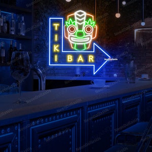Tiki Bar Arrow Sign Tiki Bar Neon Sign Custom Bar Signage Tiki Lounge ...