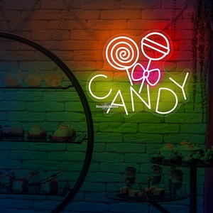 Candy Neon Sign Candy Shop Led Light Pink Neon Light Sign Sugar Store ...