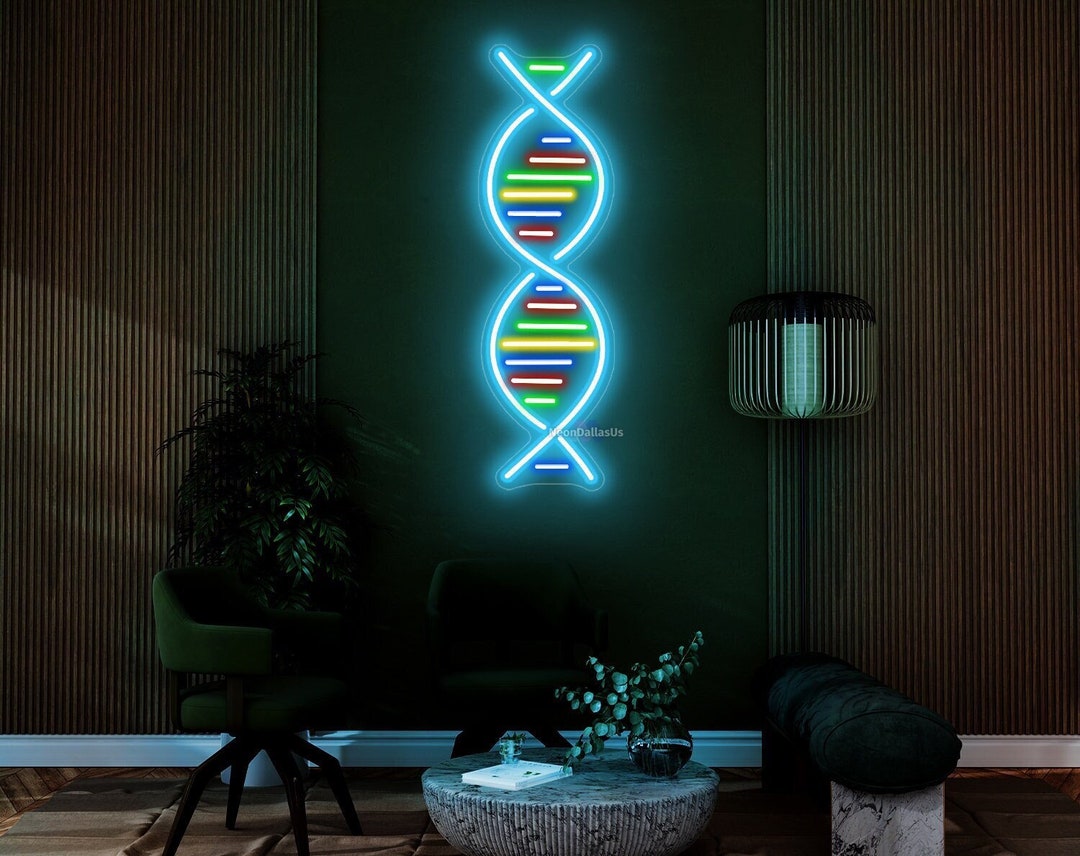 DNA Double Helix Neon Sign, DNA Art, Wall Decor Neon Sign, Biology ...