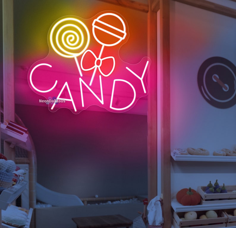 Candy Neon Sign Candy Shop Led Light Pink Neon Light Sign Sugar Store ...