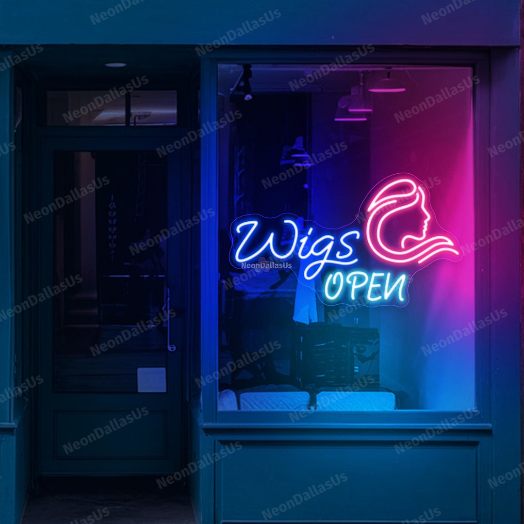Wigs Open Neon Sign Wigs Open Neon Lights Wigs LED Sign Wigs Shop Sign ...