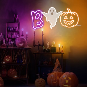 Boo Neon Sign Halloween Neon Sign Halloween Party Decor Halloween Gift ...