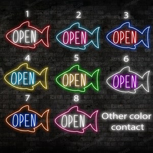 Fish Open Neon Sign Fish Led Light Fish Shop Sign Open Logo Shop ...