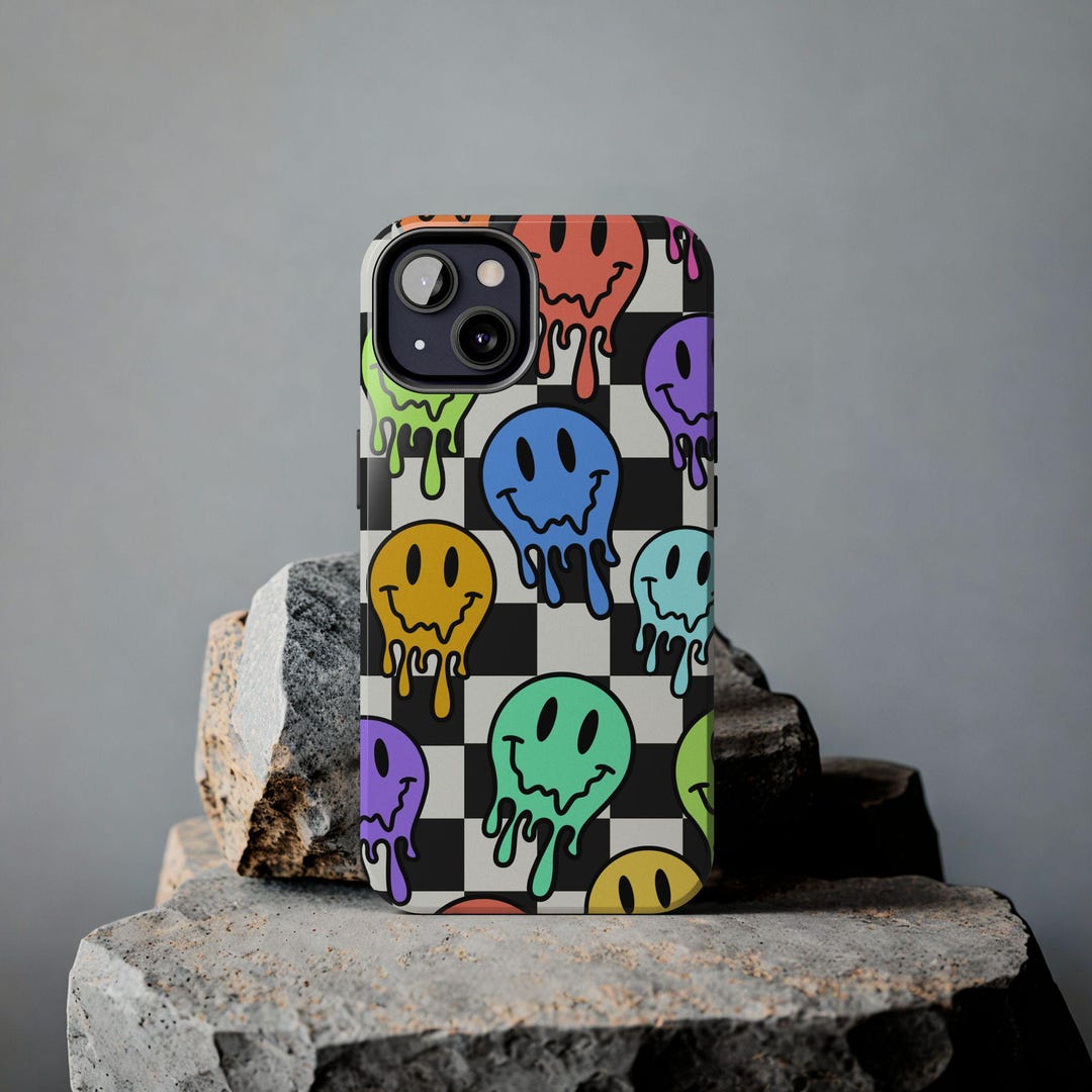 Colorful Drippy Smiley Face Phone Case - Fun, Unique Tough Phone Cases ...