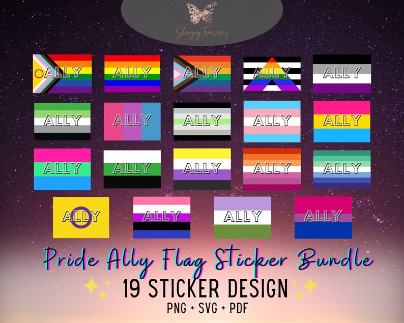 Pride Allay Flags Bundle LGBTQ Flags Svg Png Files Rainbow - Etsy