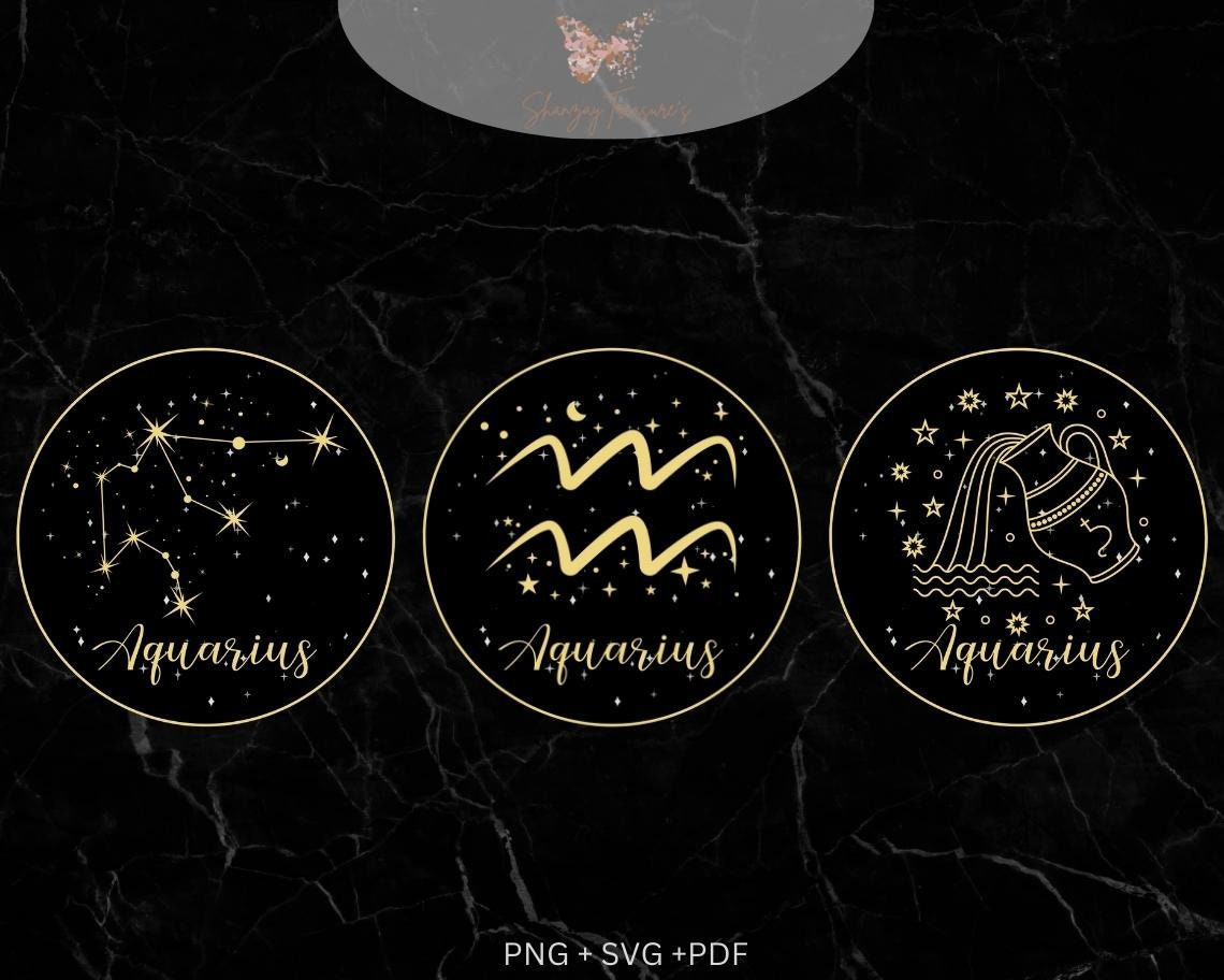 Aquarius Sign Svg, Zodiac Sign Bundle, Astrology Svg, Constellation SVG ...