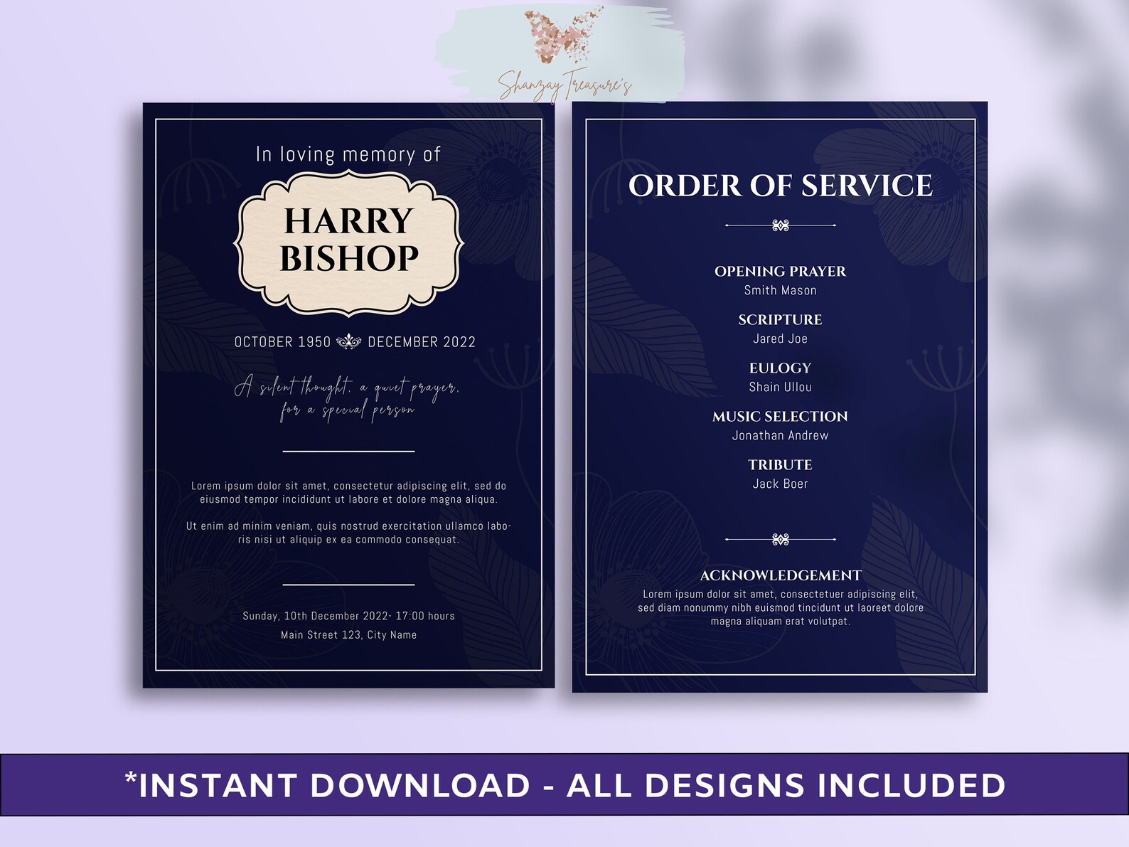 Editable Funeral Program Template, Instantdownload, Memorial Service ...