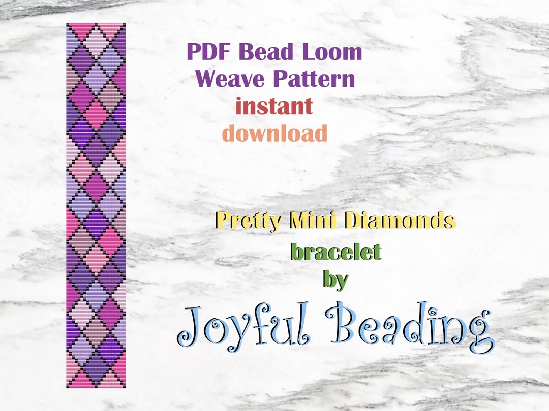 Bead Loom Bracelet Pattern Pdf--bright Pinks and Purples, Diamond ...