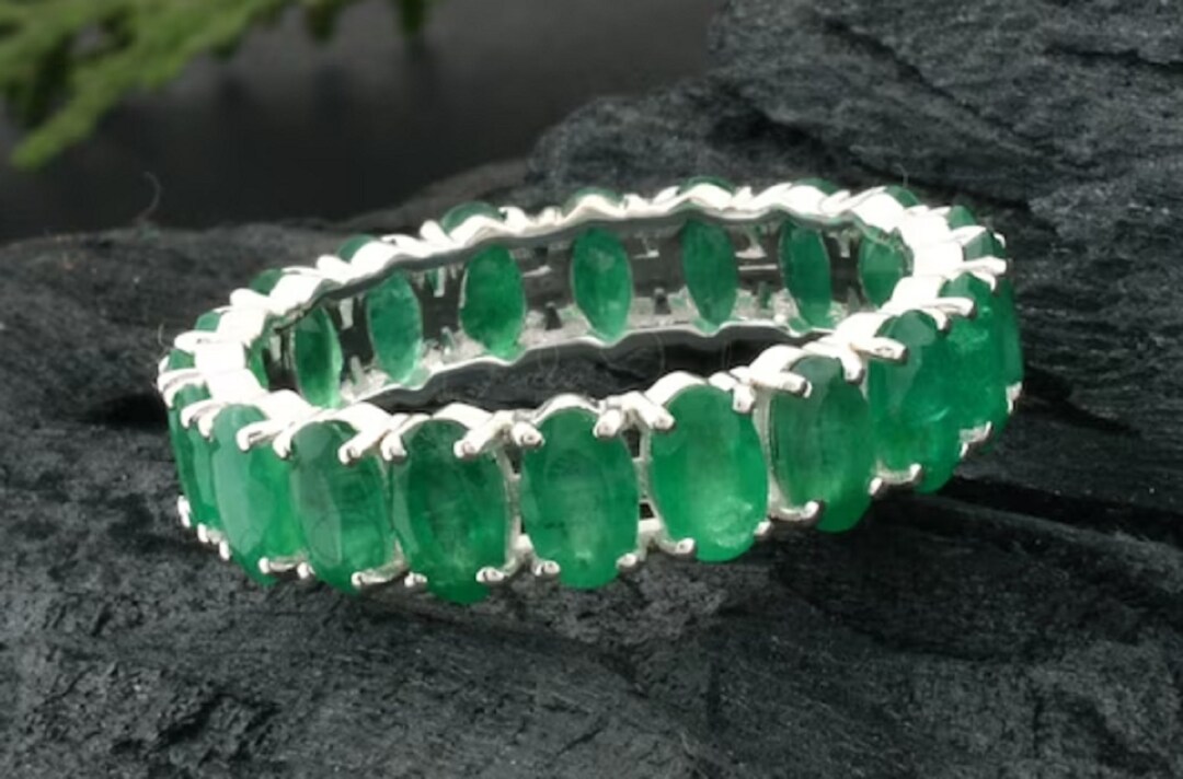 Natural Emerald Full Eternity Band bague en forme de poire - Etsy France