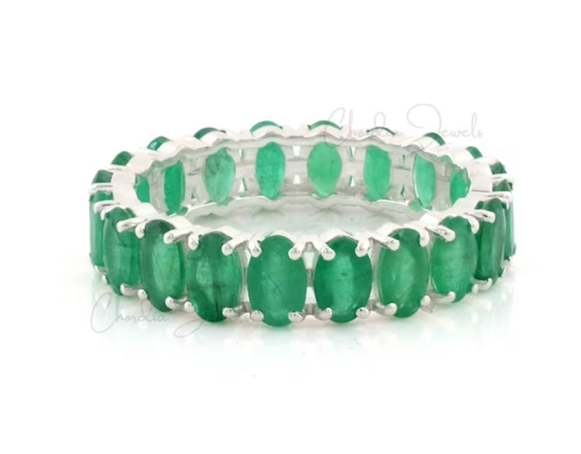 Natural Emerald Full Eternity Band bague en forme de poire - Etsy France