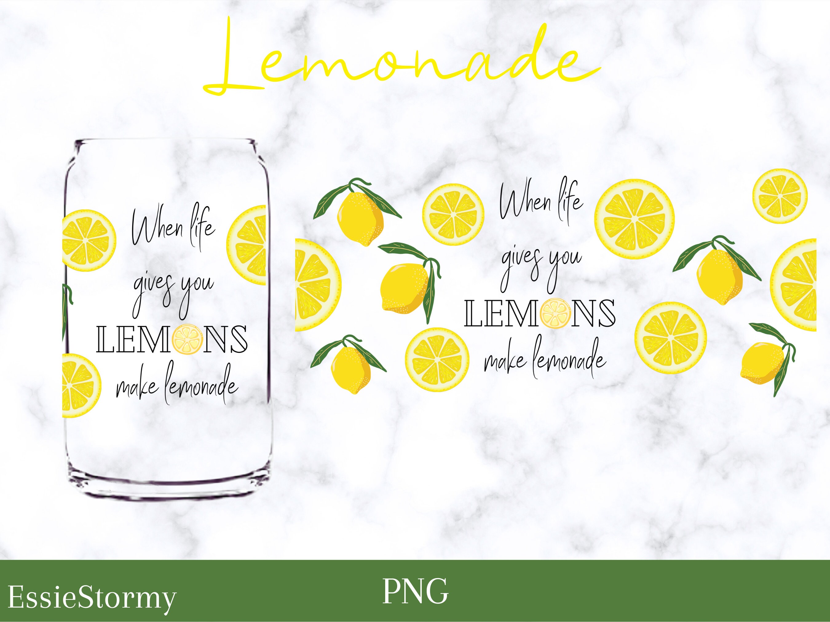 Lemons Quote Sublimation Libbey Glass Can SVG PNG Seamless Design ...