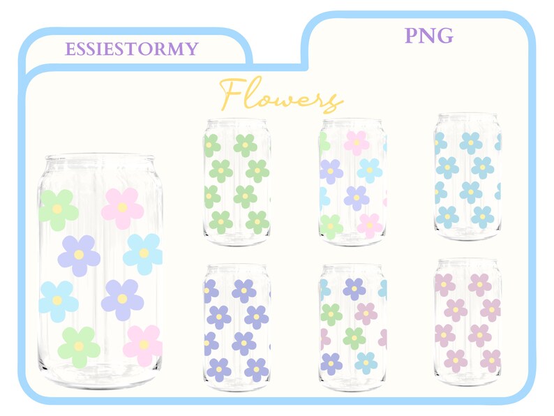 Flowers Libbey PNG Sublimation Spring Flowers Libbey Glass Bundle Cup ...