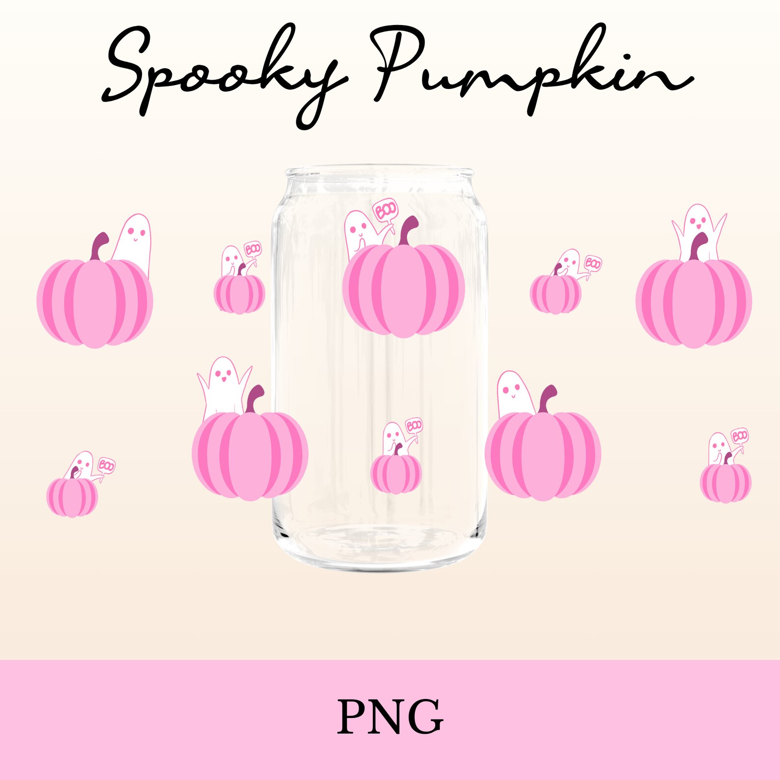 Pink Spooky Ghost Pumpkin PNG Libbey Cup File Spooky Season Harvest ...