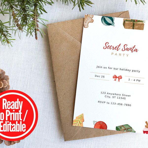 Secret Santa Invite - Etsy
