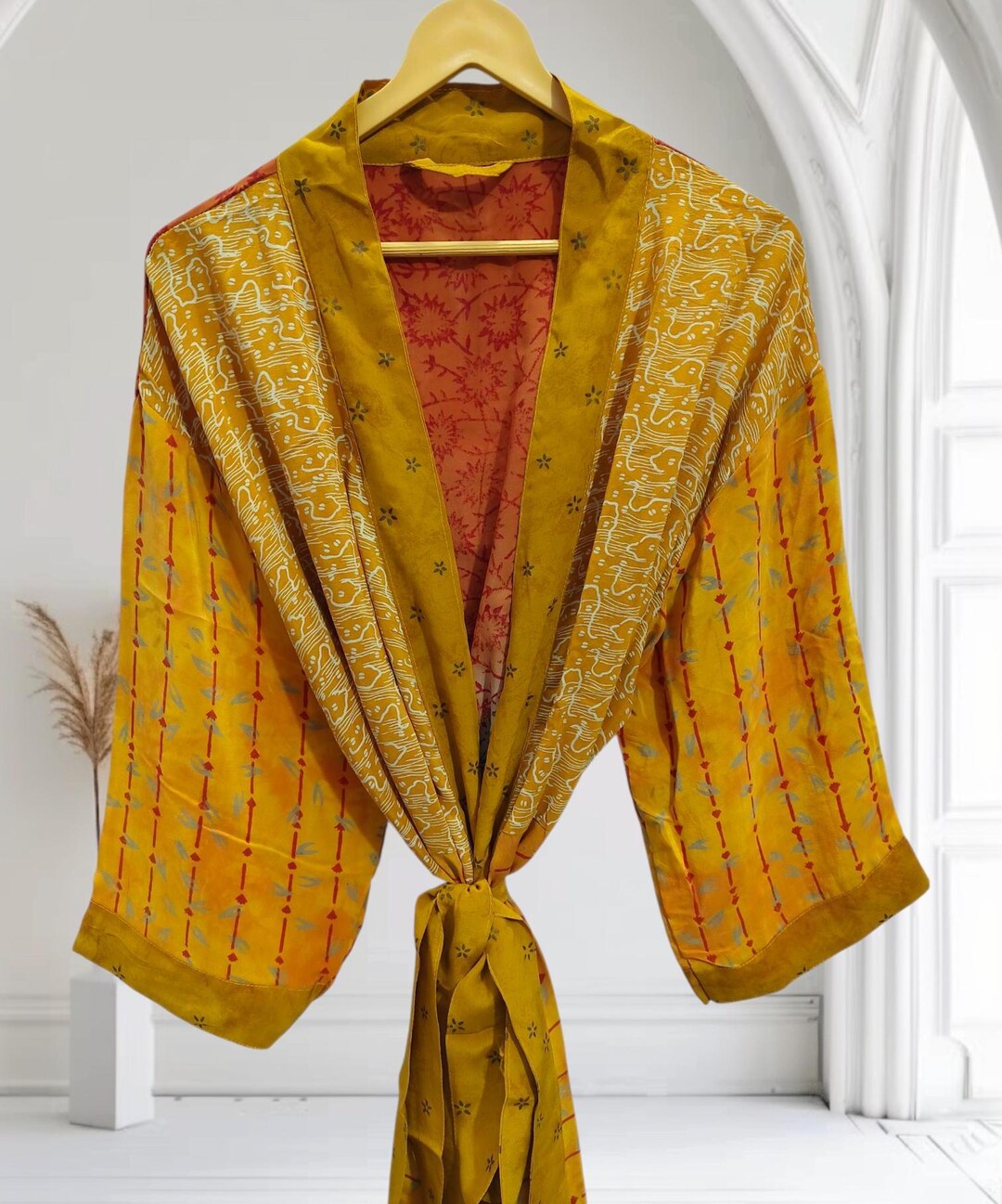 Luxury House Gown Patchwork Robe Patchwork Recycled Sari Silk Bathrobe ...