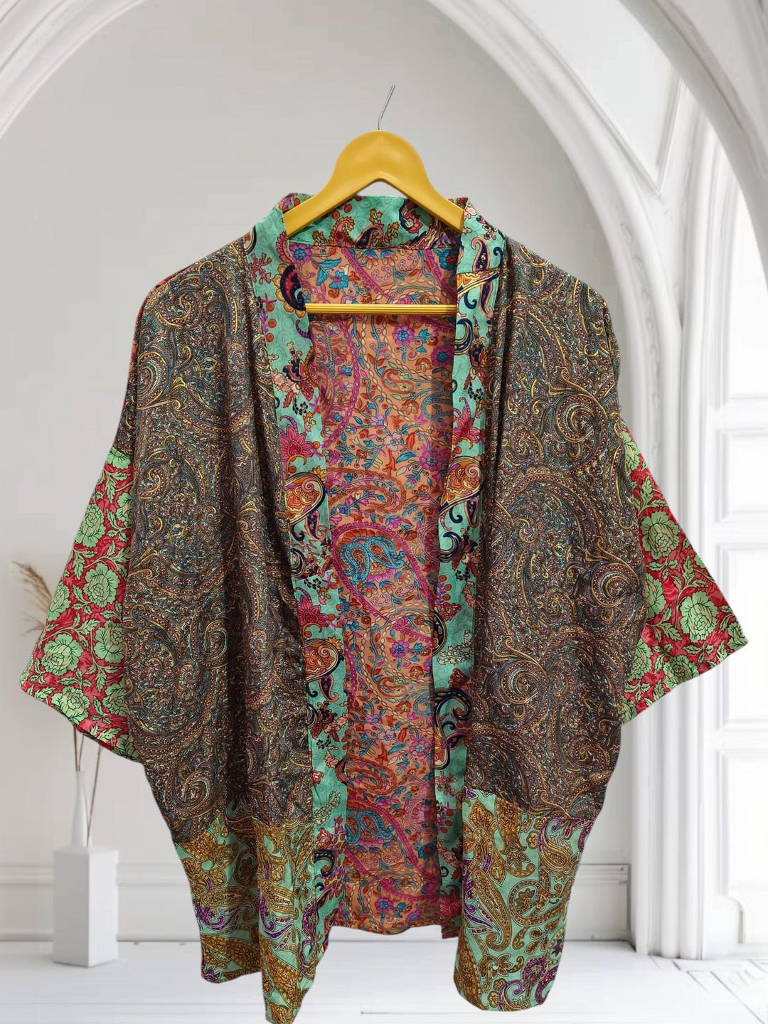 Wrap Around Silk Tunic Silk Tie Top, Handmade Indian Wrap Top, Hippie ...