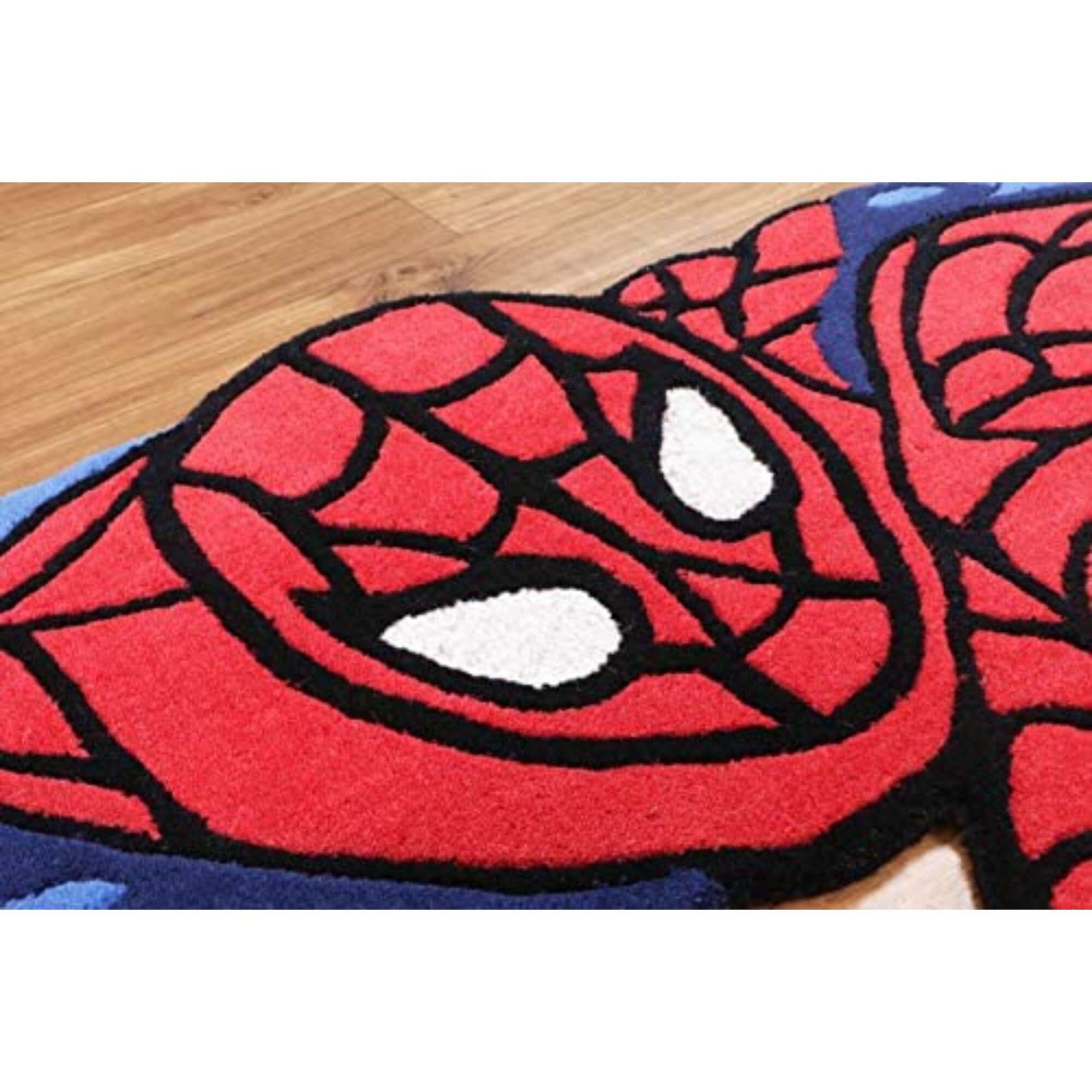 Handmade Wool Spiderman Rug Pink Red & Blue Anime Rug Hand Tuftted ...