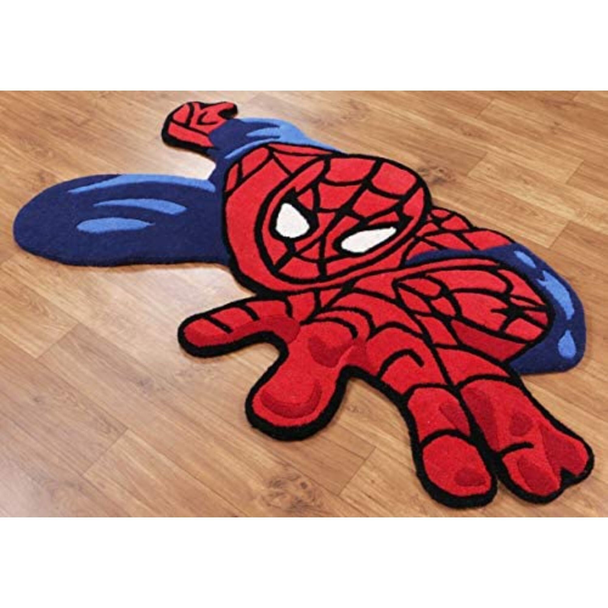 Handmade Wool Spiderman Rug Pink Red & Blue Anime Rug Hand Tuftted ...