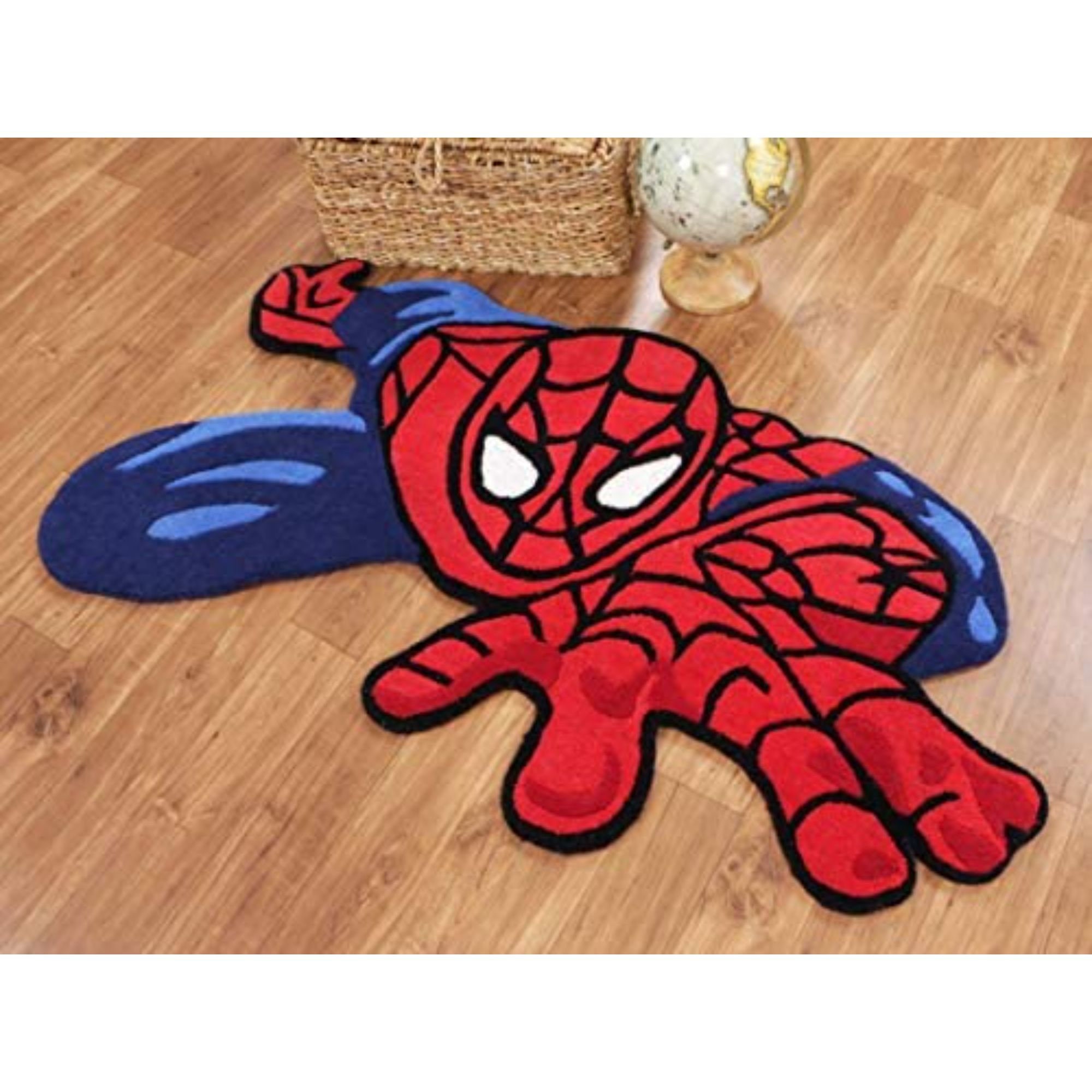 Handmade Wool Spiderman Rug Pink Red & Blue Anime Rug Hand Tuftted ...