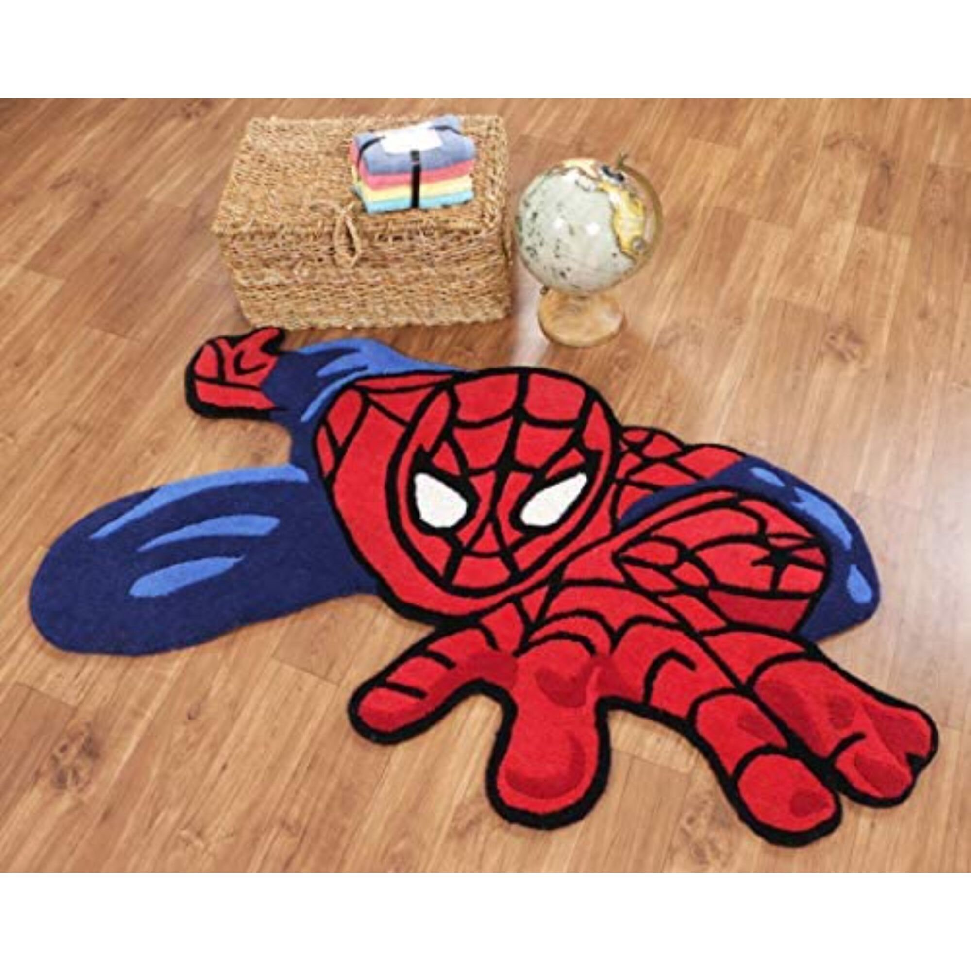 Handmade Wool Spiderman Rug Pink Red & Blue Anime Rug Hand Tuftted ...