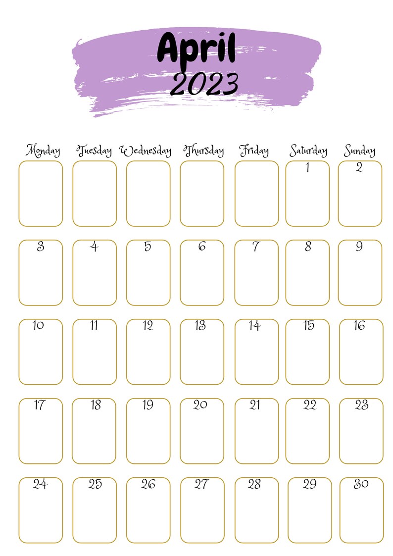 2023 Printable Calendar Monthly Calendar 12 Month Calendar - Etsy