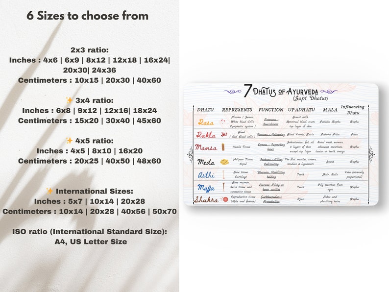Ayurveda Sapt Dhatu Chart Poster: Holistic Health Guide (digital ...