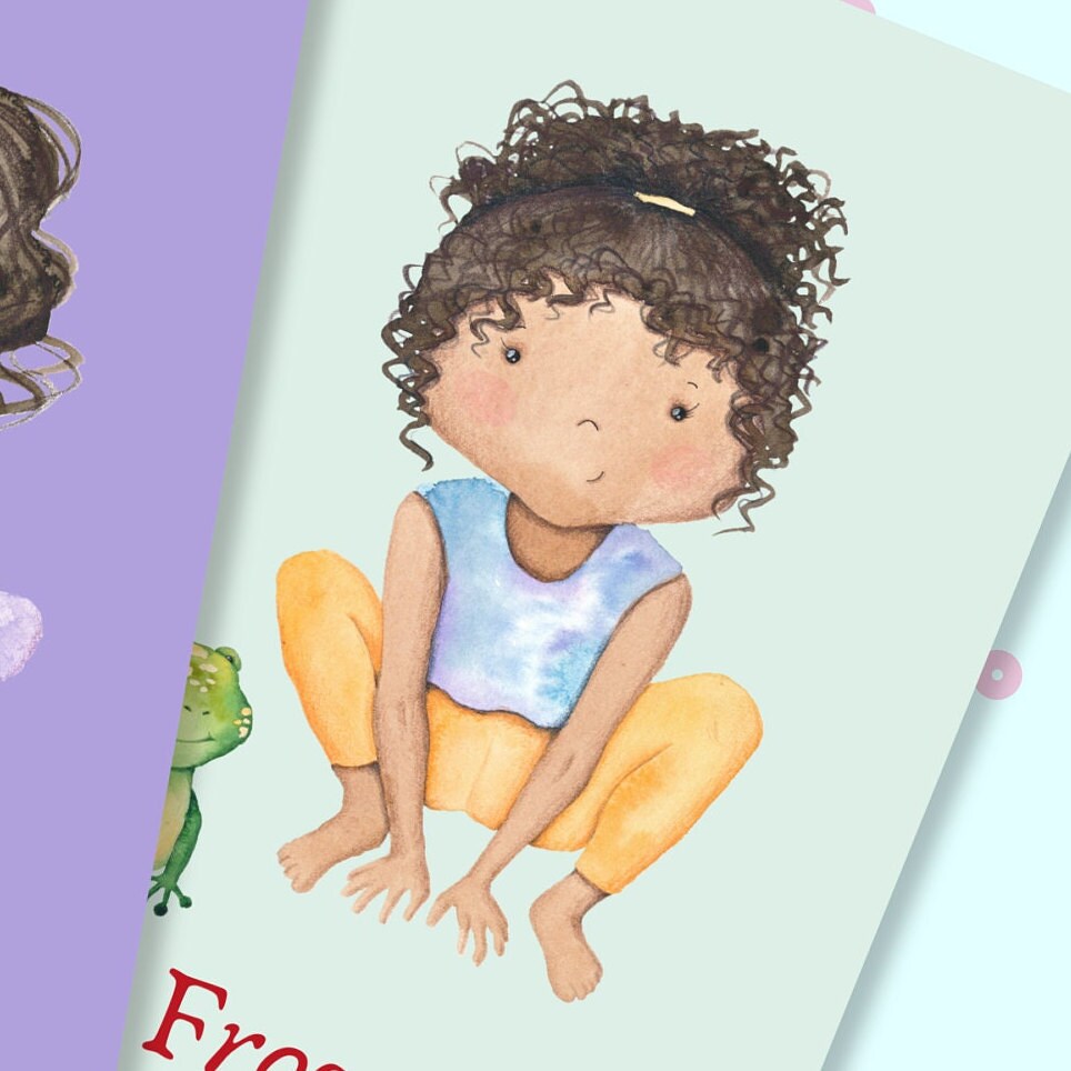 Front and Back Kids Yoga Poses, Colored Yoga Flashcards, Kids Movement ...