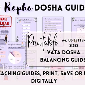 Ayurveda Kapha Dosha Posters Workbook and Book Inserts, Kapha Dosha ...