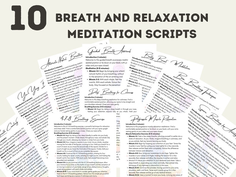 10 Breath Meditation Script Bundle Guided Meditation Scripts ...