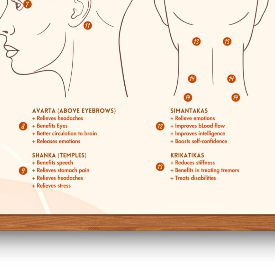 Ayurveda Marma Point Poster and Book Insert, Ayurveda Energy Points ...