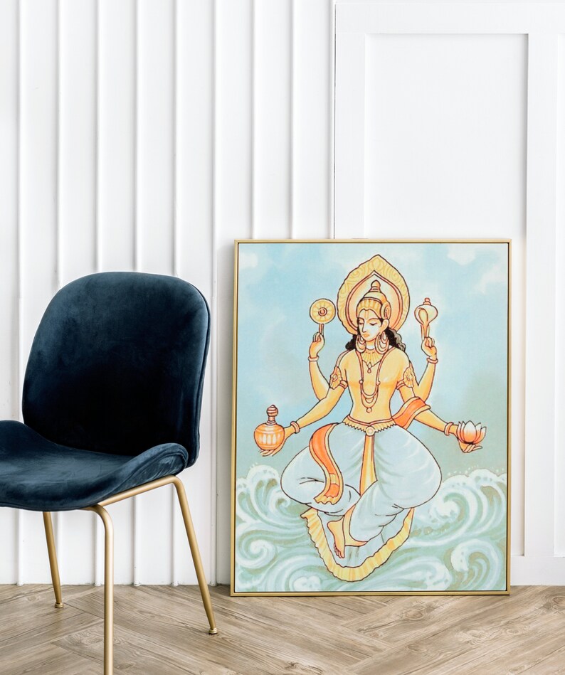 Vintage Lord Dhanvantri Poster: Rare Ayurveda Hindu God Art (digital ...