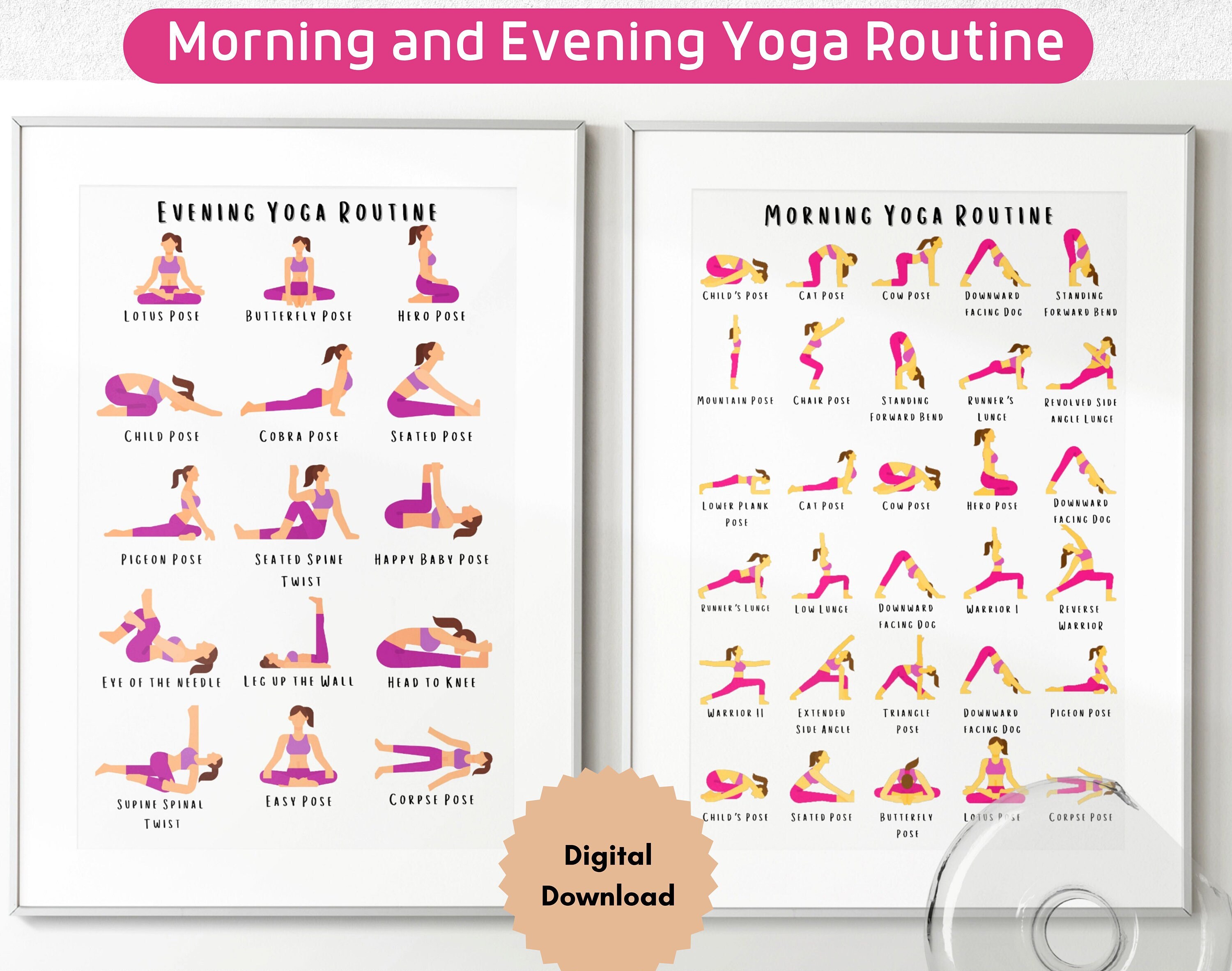 Morning and Evening Yoga Routine 2 Page Bundle: a Perfect Yoga Studio ...