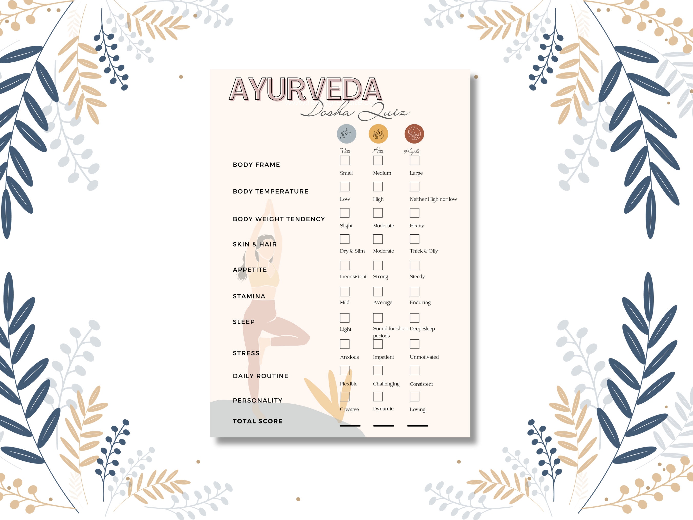 Ayurveda Dosha Quiz: Health & Well-being Printable (digital Download ...