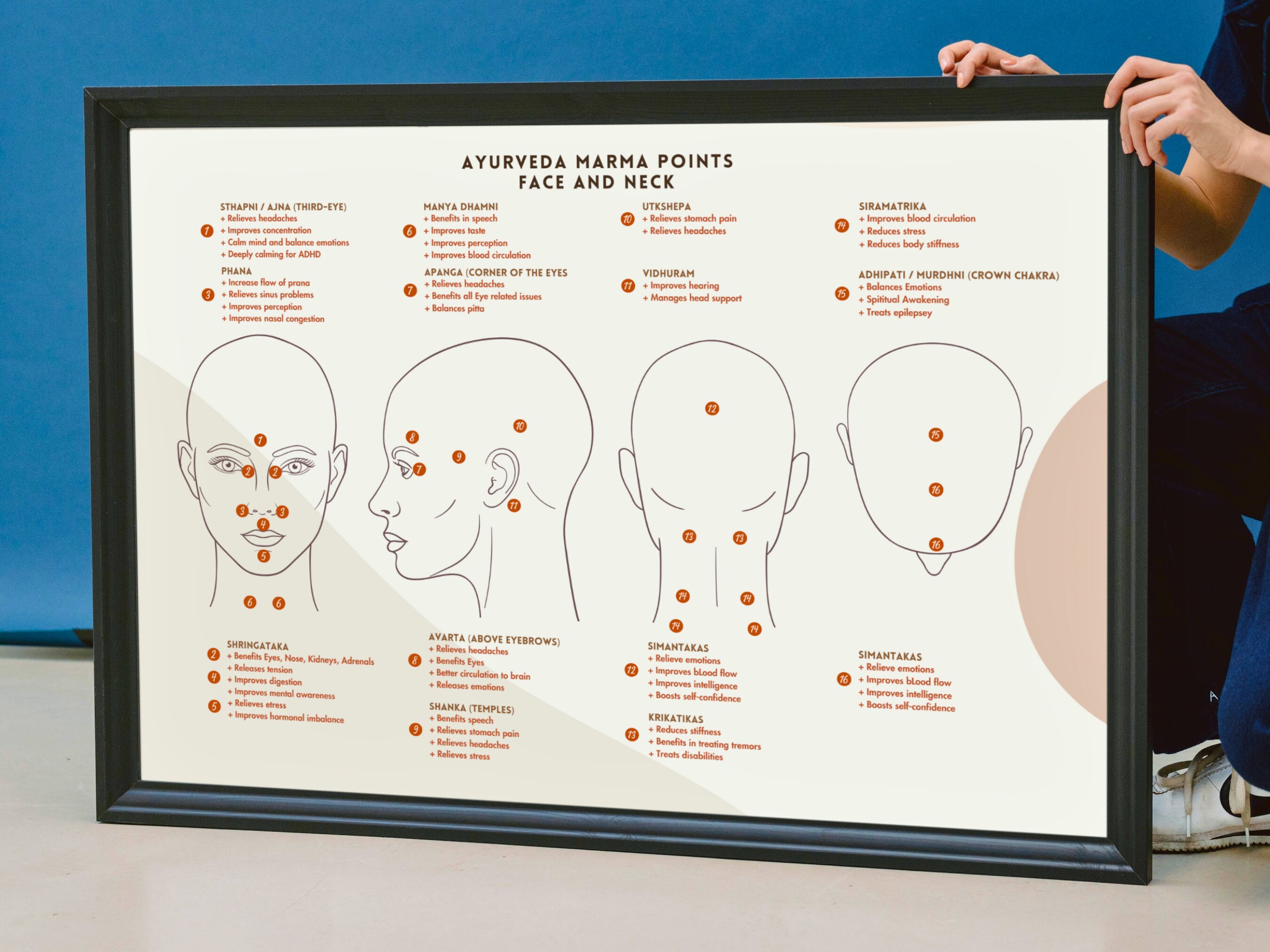 Ayurveda Marma Points Chart: Energy Points, Face & Neck (digital Art ...