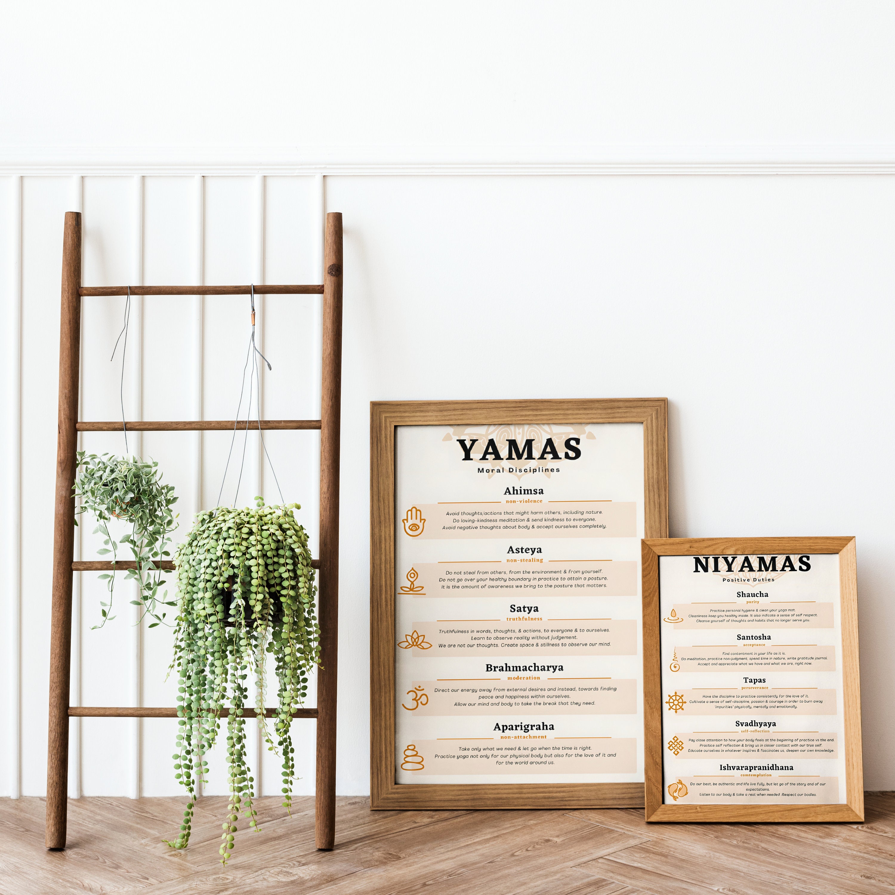 Yoga Poster, Yamas Niyamas, Set of 2, Printable Wall Decor, Asthtanga ...