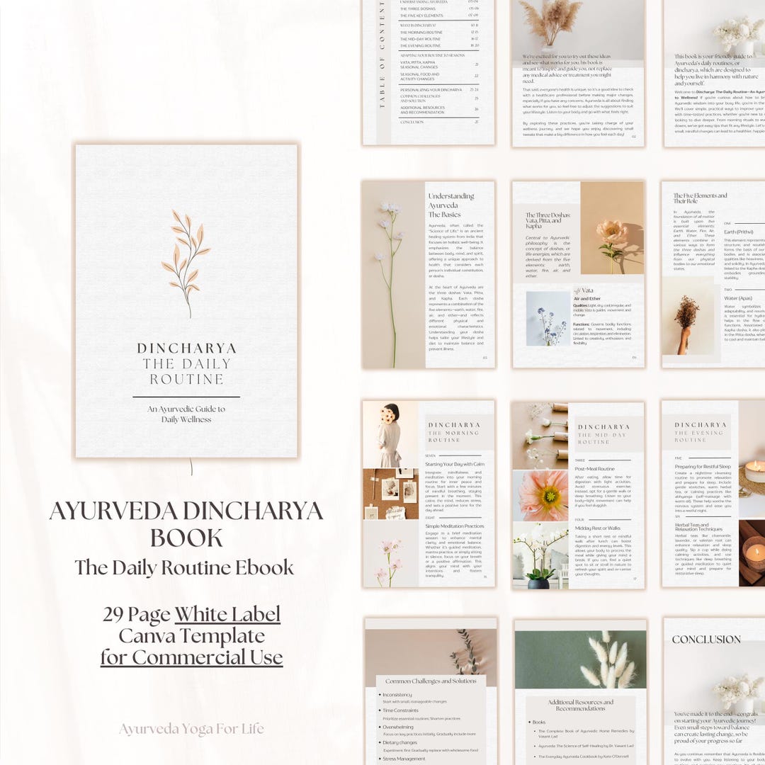 Ayurveda Dincharya Ebook: Daily Routine Guide, Canva Template - Etsy
