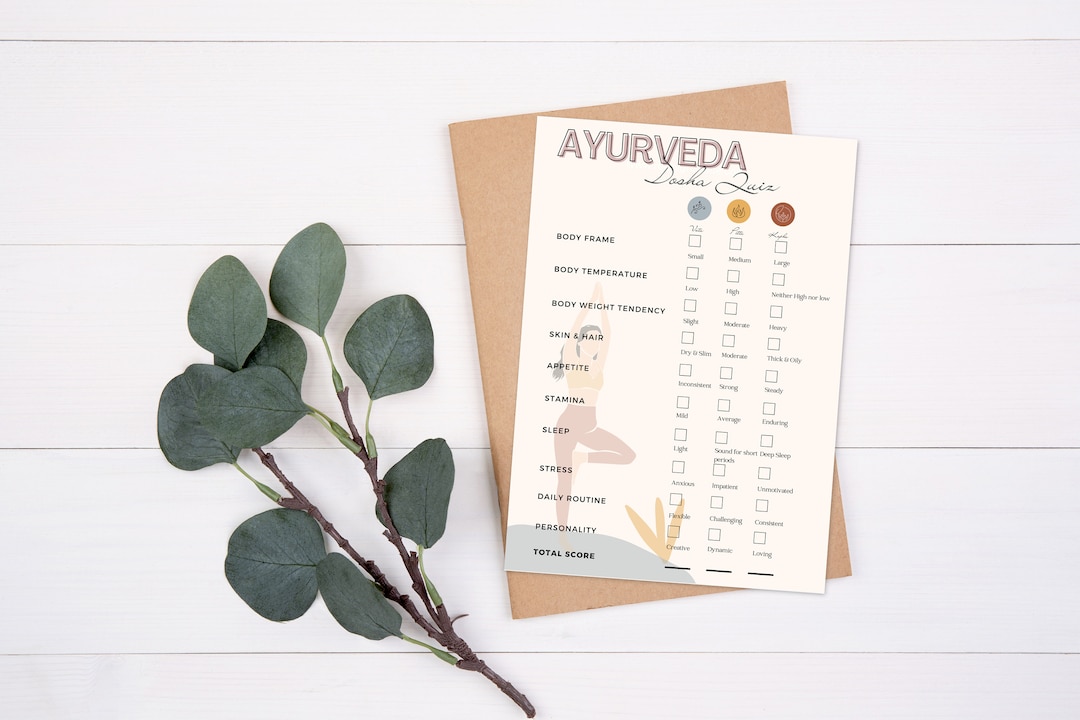 Ayurveda Dosha Quiz: Health & Well-being Printable (digital Download ...