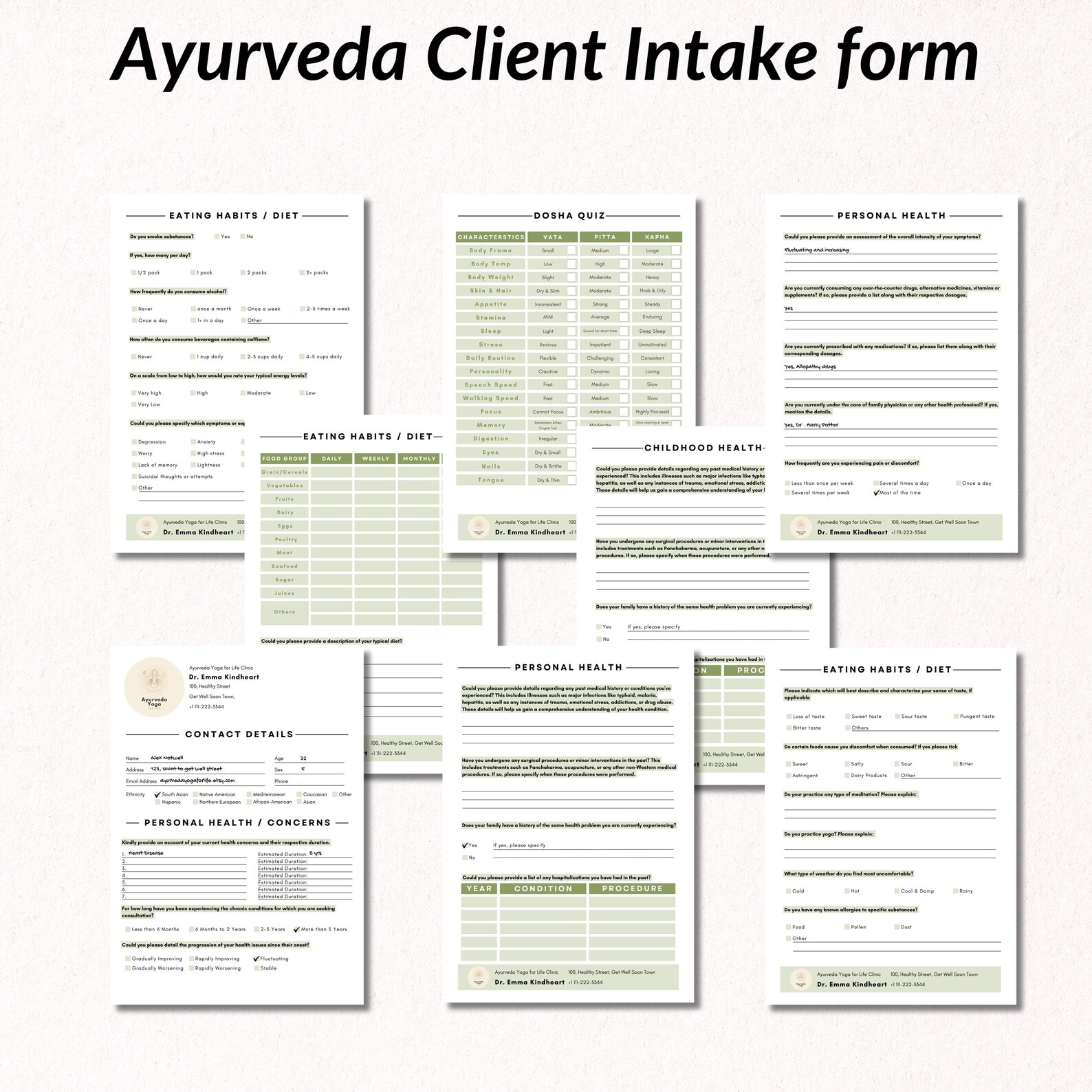 Ayurveda Client Intake Form: 20-page Canva Template (commercial License ...