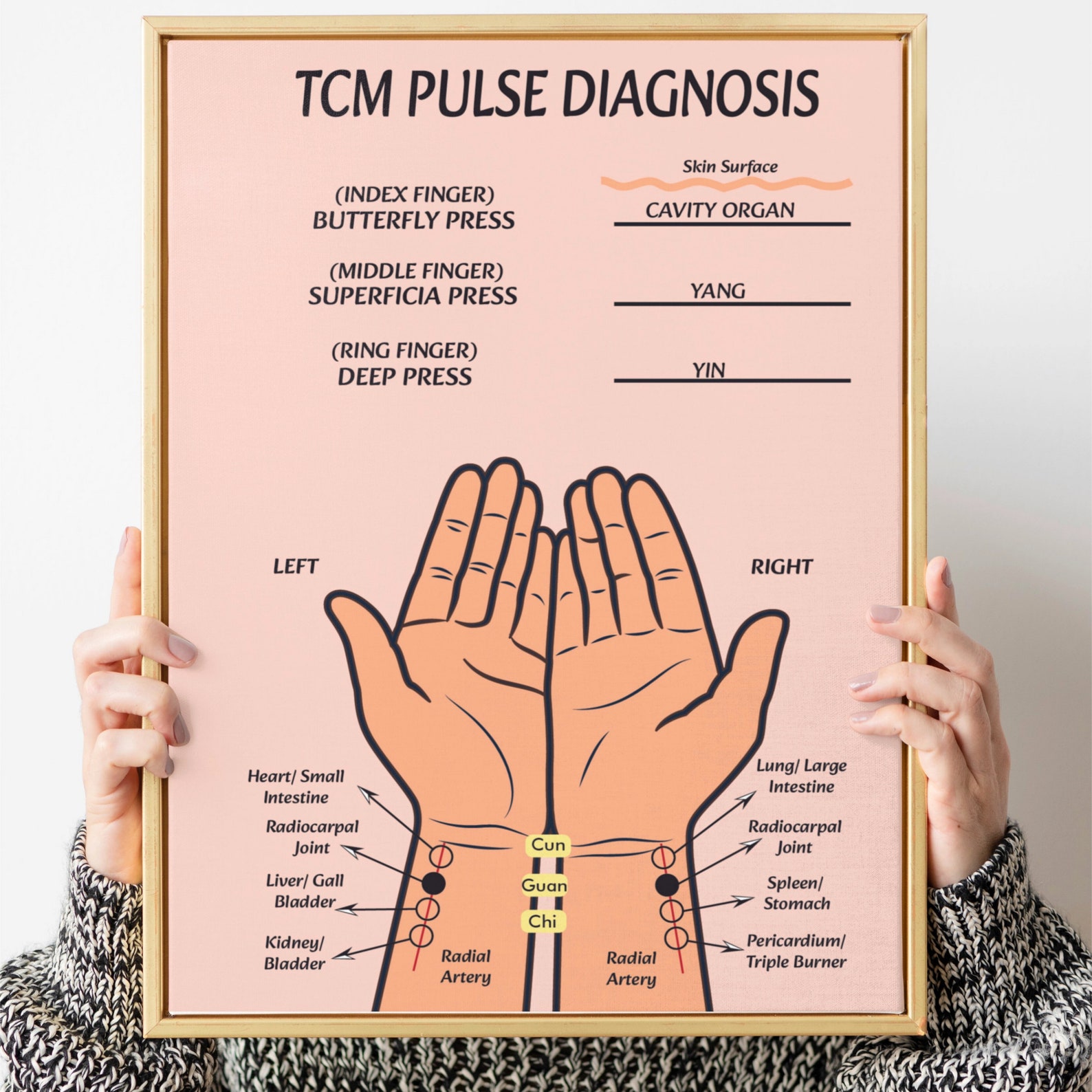 TCM Pulse Diagnosis Chart: Acupuncture Poster, Chinese Medicine Art ...