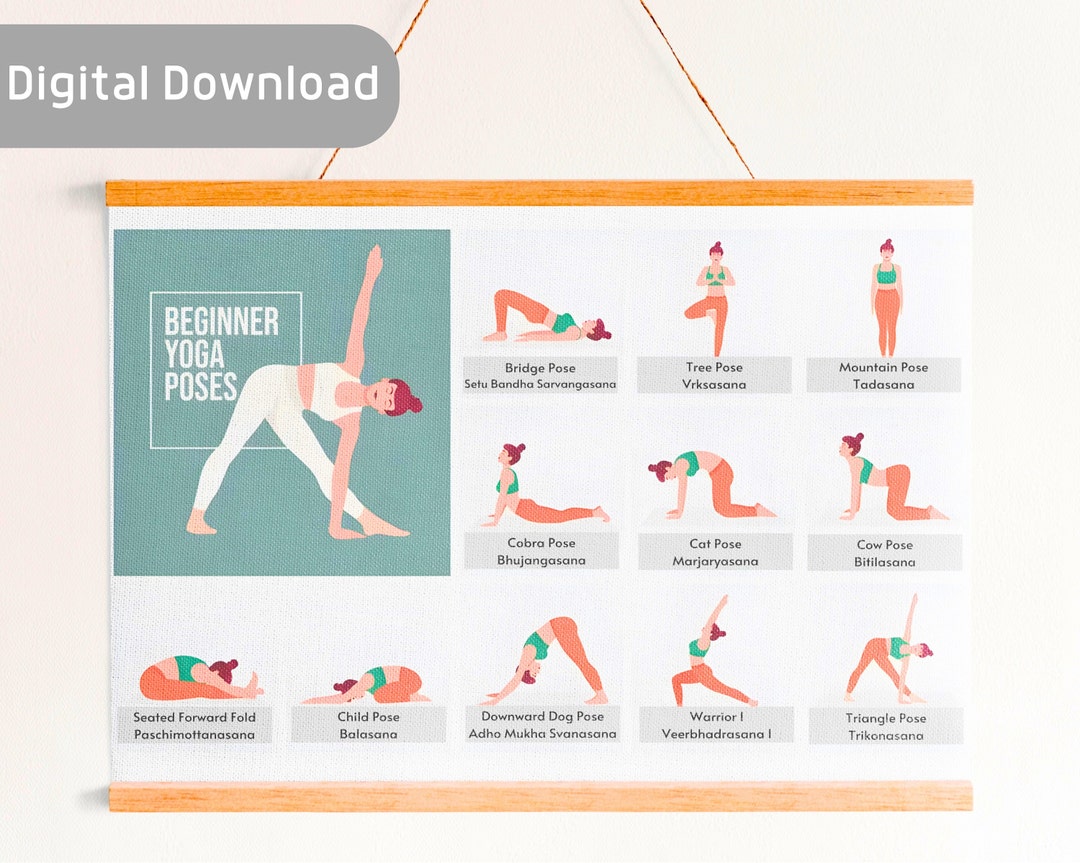 Poster Postures de yoga pour débutants : routine illustrée ...