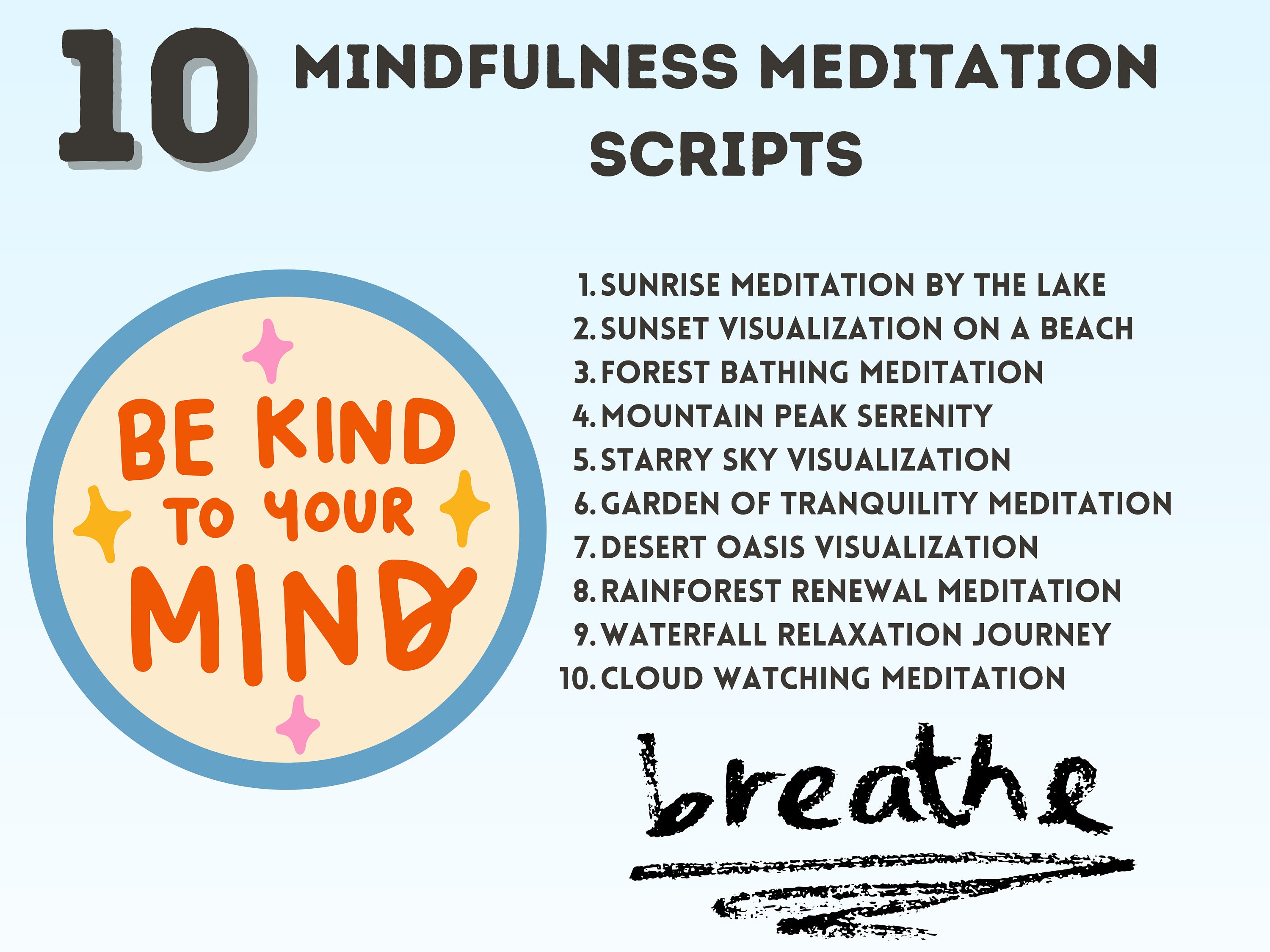 50 Guided Meditation Script Bundle: Mindfulness, Visualisation (PDF) - Etsy