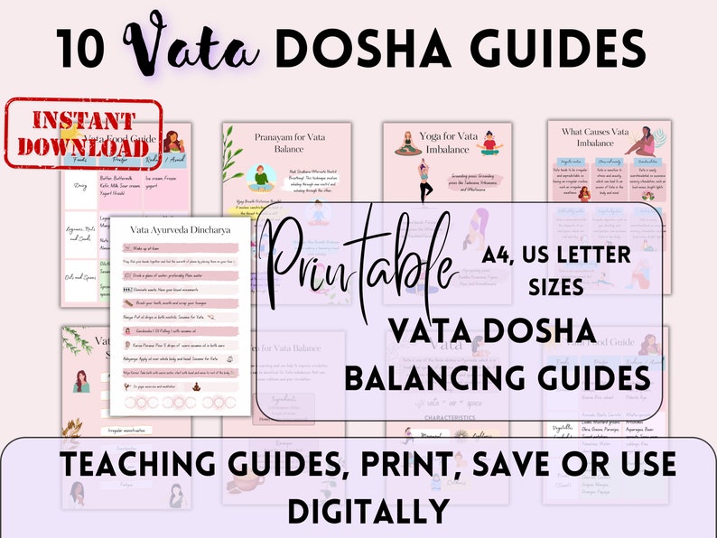 Ayurveda Vata Dosha Posters Worksheet and Book Inserts, Vata Dosha ...