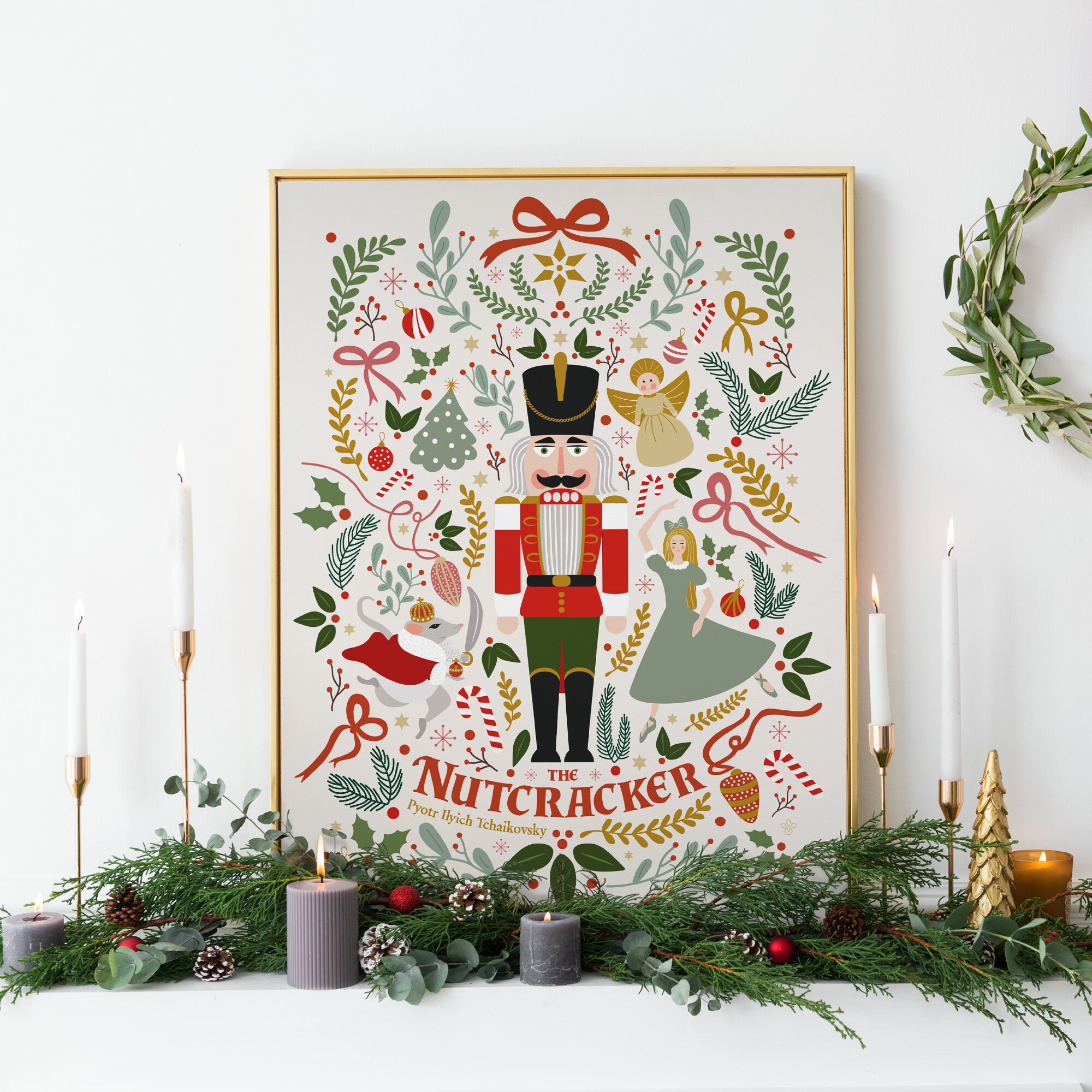 Nutcracker Print, Christmas Wall Print, Nutcracker White Print, Printable Wall Art, Downloadable ...