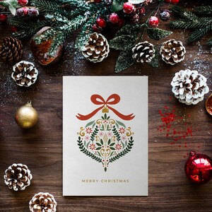 Christmas Card Printable, Ornament Christmas Card, Printable Card ...