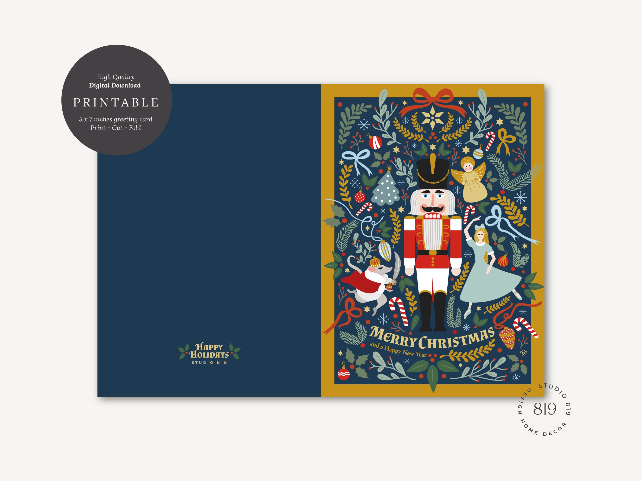 Christmas Card Printable, Nutcracker Christmas Card, Printable Card ...