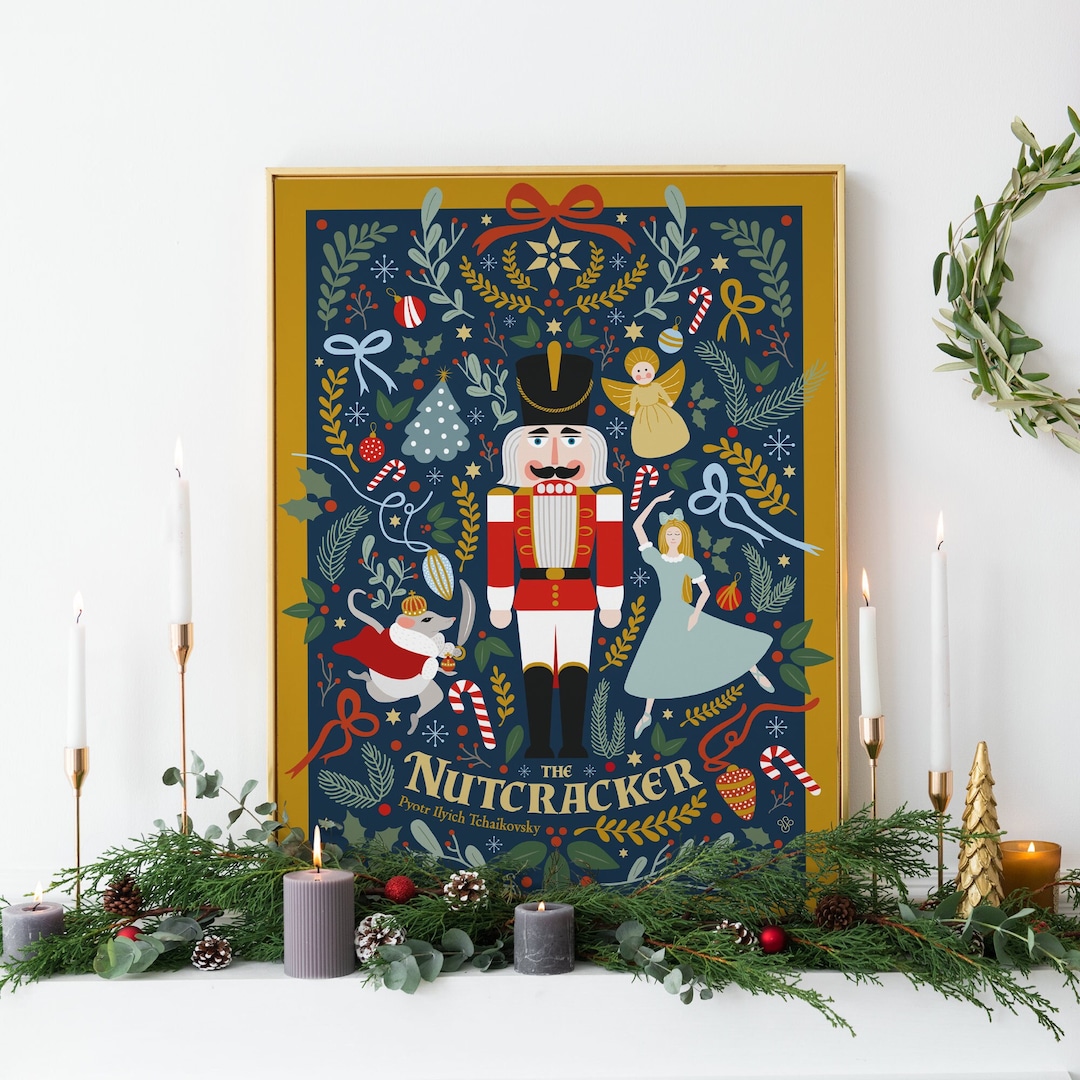Nutcracker Print, Christmas Wall Print, Nutcracker Gold Print ...
