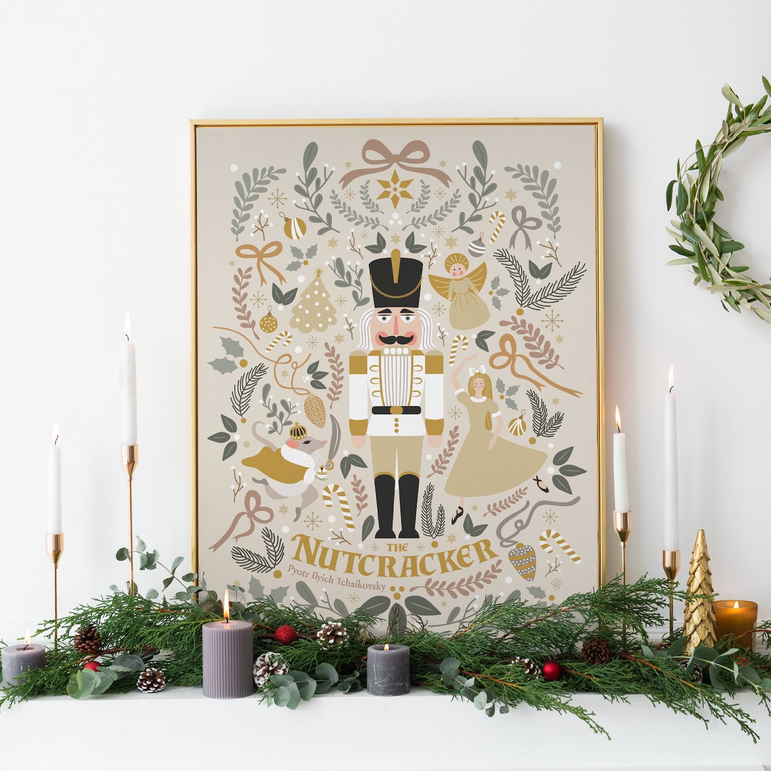 Nutcracker Print, Christmas Wall Print, Nutcracker Beige Print, Printable Wall Art, Downloadable ...