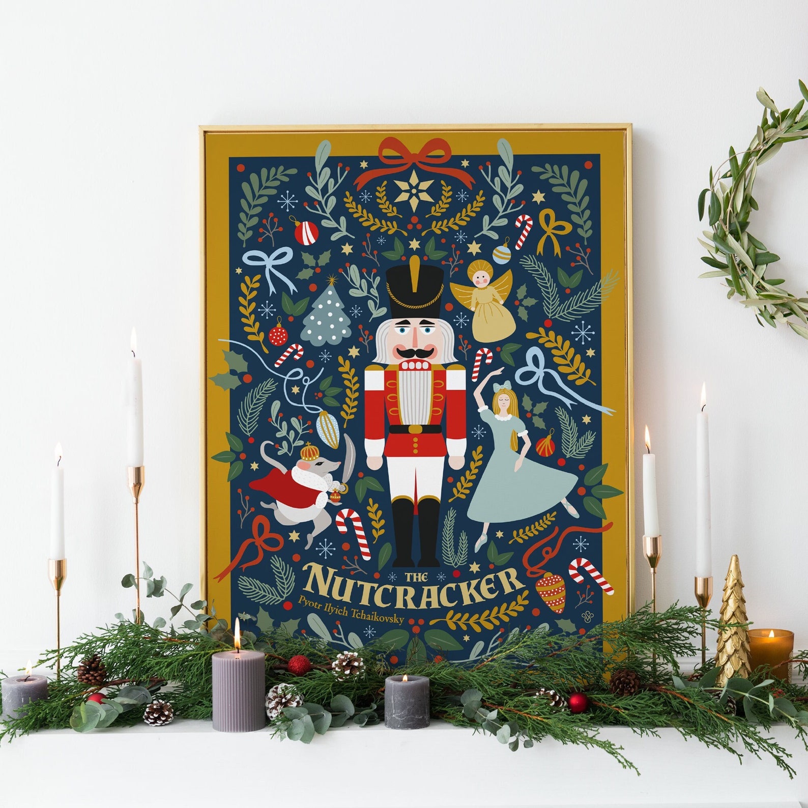 Nutcracker Print, Christmas Wall Print, Nutcracker Gold Print, Printable Wall Art, Downloadable ...